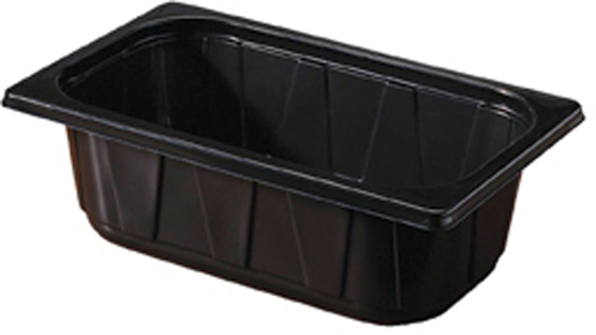 1/4 GN Tray 265 x 161 x 80 mm Black 1-Comp, 200 pcs/box (1 x 200 pcs ...