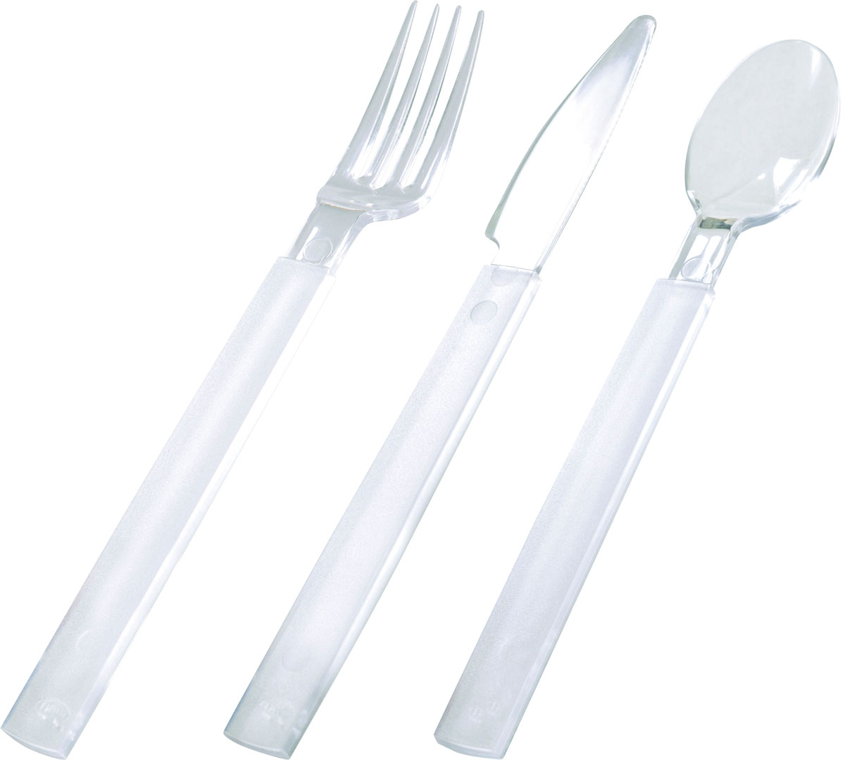 Clear Set of 6 forks, 6 knives & 6 spoons Reusable 18,5/19/18,5 cm ...
