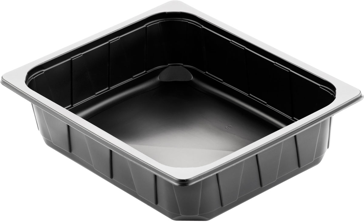 1/2 GN Tray 325 x 265 x 60 mm Black 1-Comp, 100 pcs/box (1 x 100 pcs ...