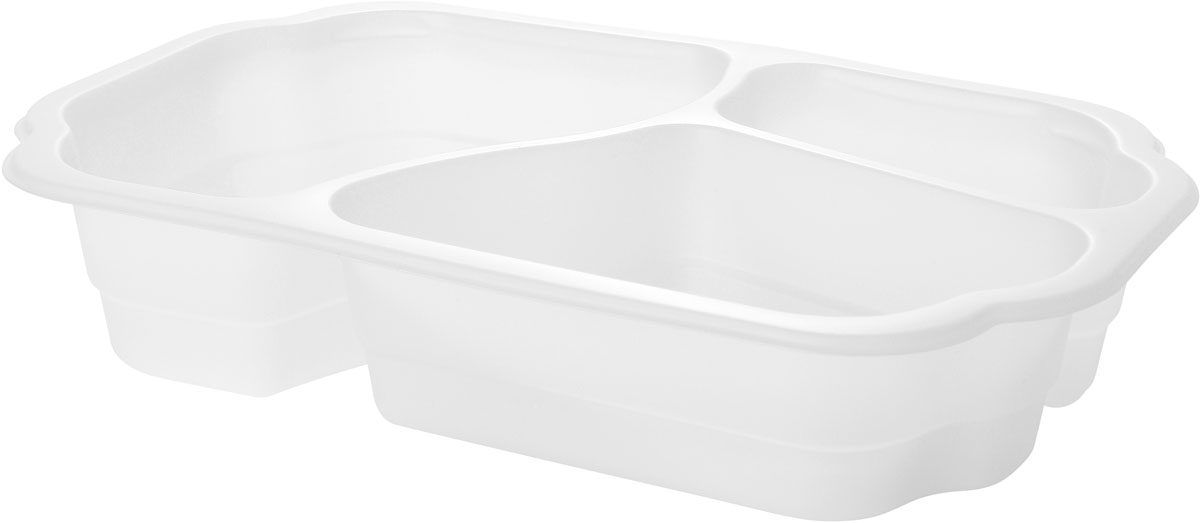 Take-Away Tray 250 x 159 x 48 mm White 3-Comp, 246 pcs/box (1 x 246 pcs ...