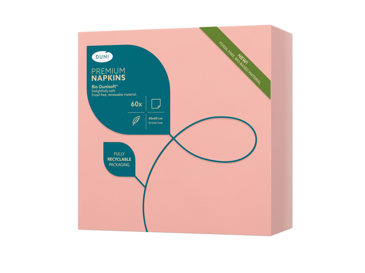 Bio Dunisoft® Napkin 40 x 40 cm Mellow Rose, 360 pcs/box (6 x 60 pcs ...