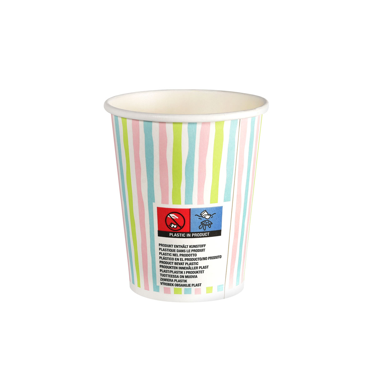 Cup 24 cl Stripes Multi, 200 pcs/box (20 x 10 pcs) | Duni Belgium