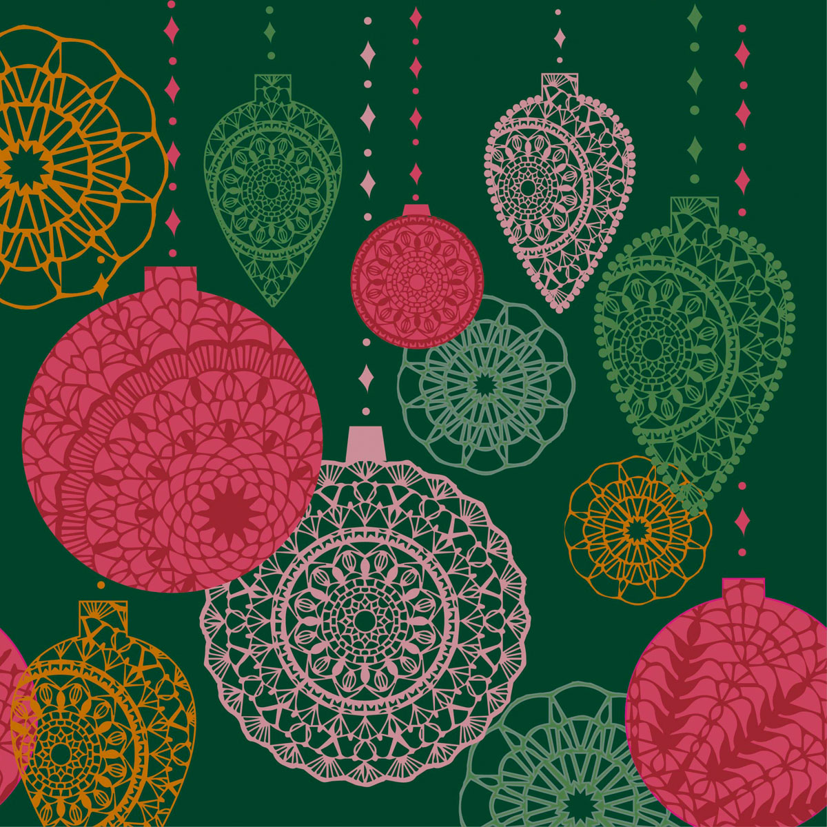 Tissue Napkin 33 x 33 cm Opulent baubles 3-ply, 240 pcs/box (12 x 20 ...