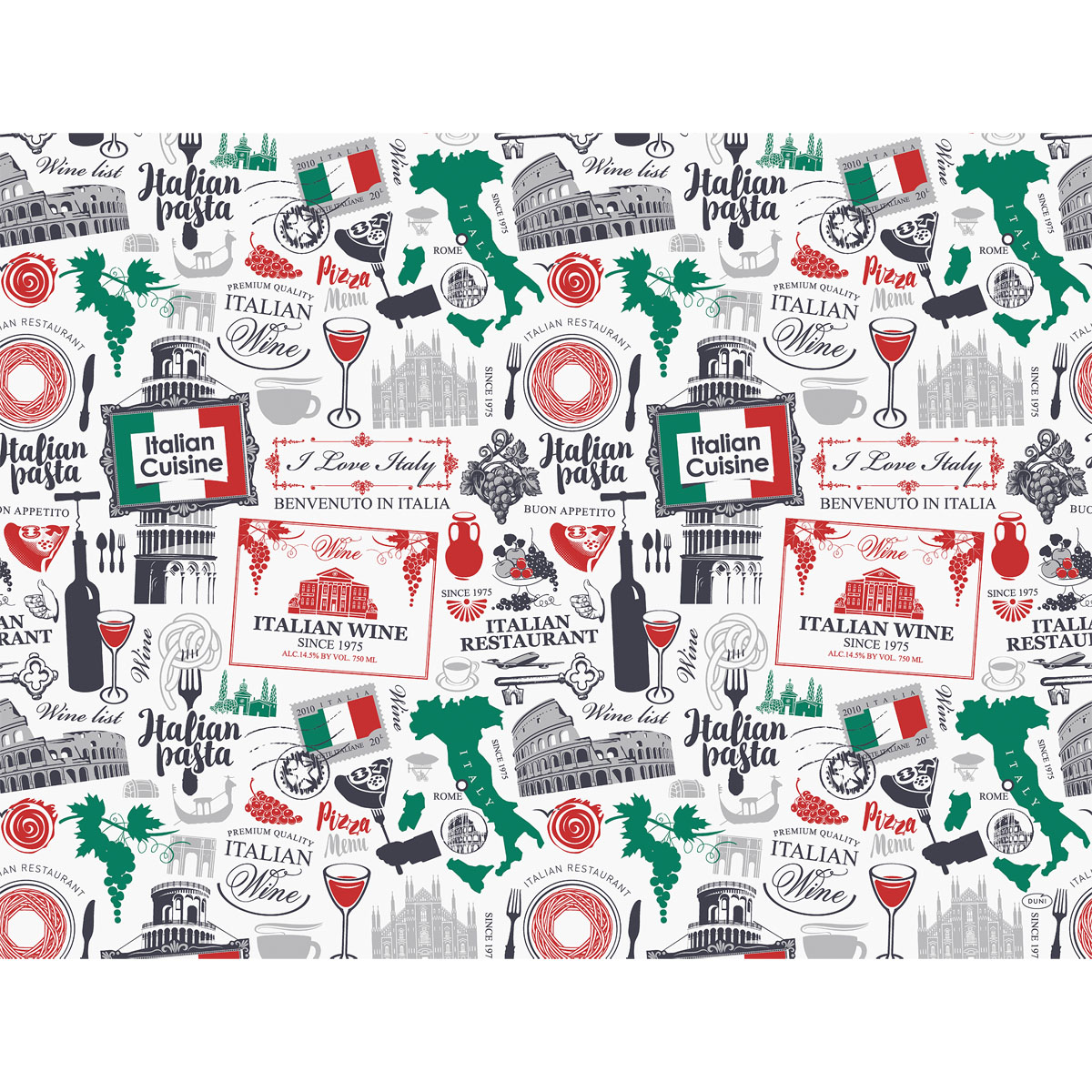 Papier-Tischset 30 x 40 cm Viva Italia, 1000 Stk/Krt (4 x 250 Stk ...