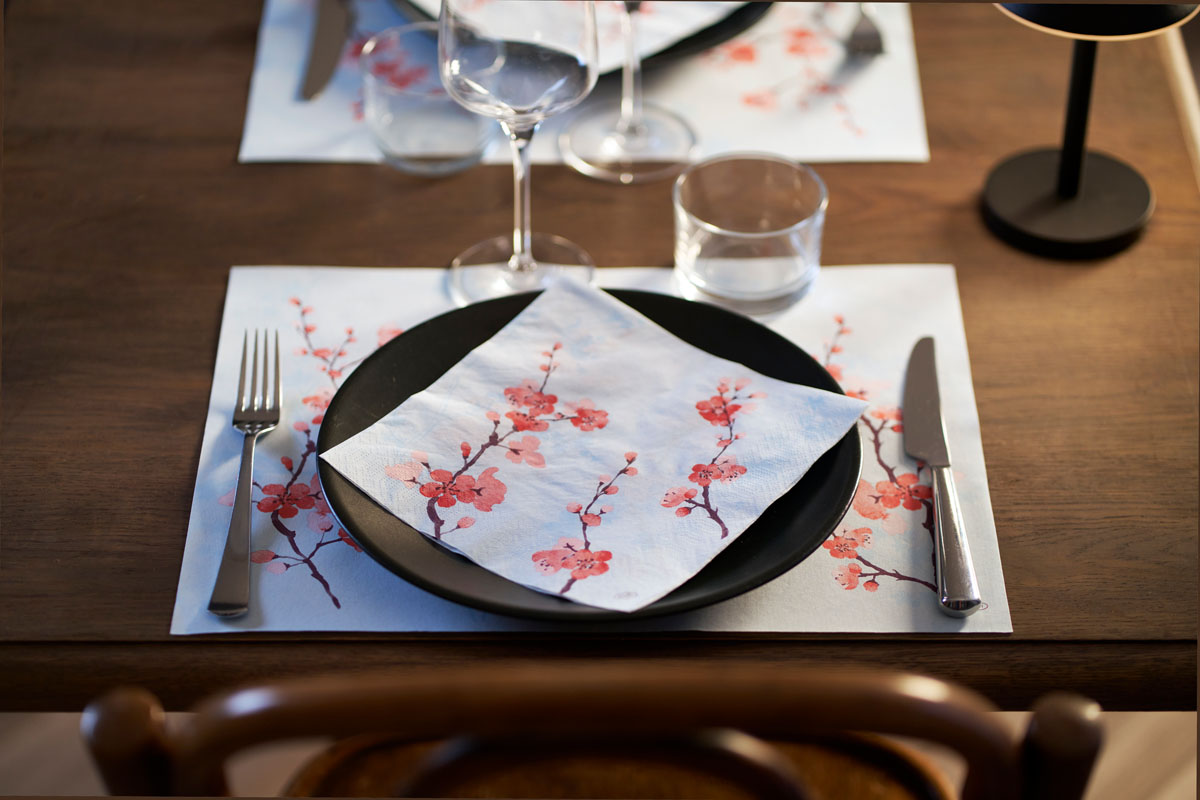 Set de table Bio Dunicel® 30 x 40 cm Cherry Breeze Blue, 500 pc/carton ...