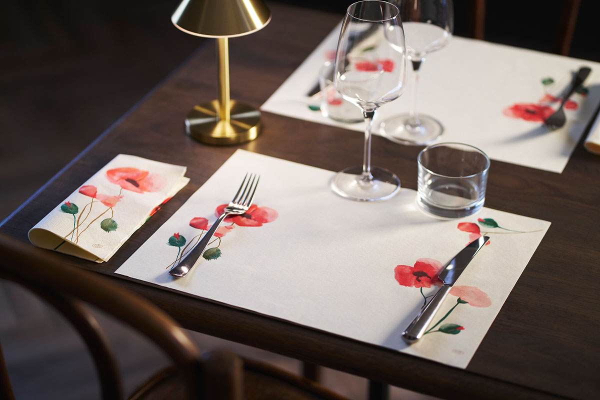 Set de table Bio Dunicel® 30 x 40 cm Poppy Charm, 500 pc/carton (5 x ...