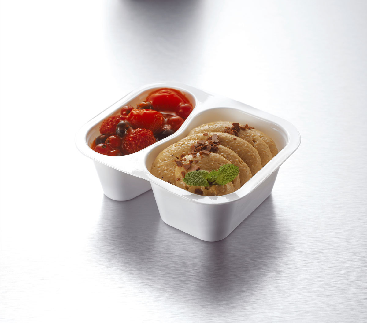 Side Dish Tray 138 x 114 x 53 mm White 2-Comp, 480 pcs/box (1 x 480 pcs ...