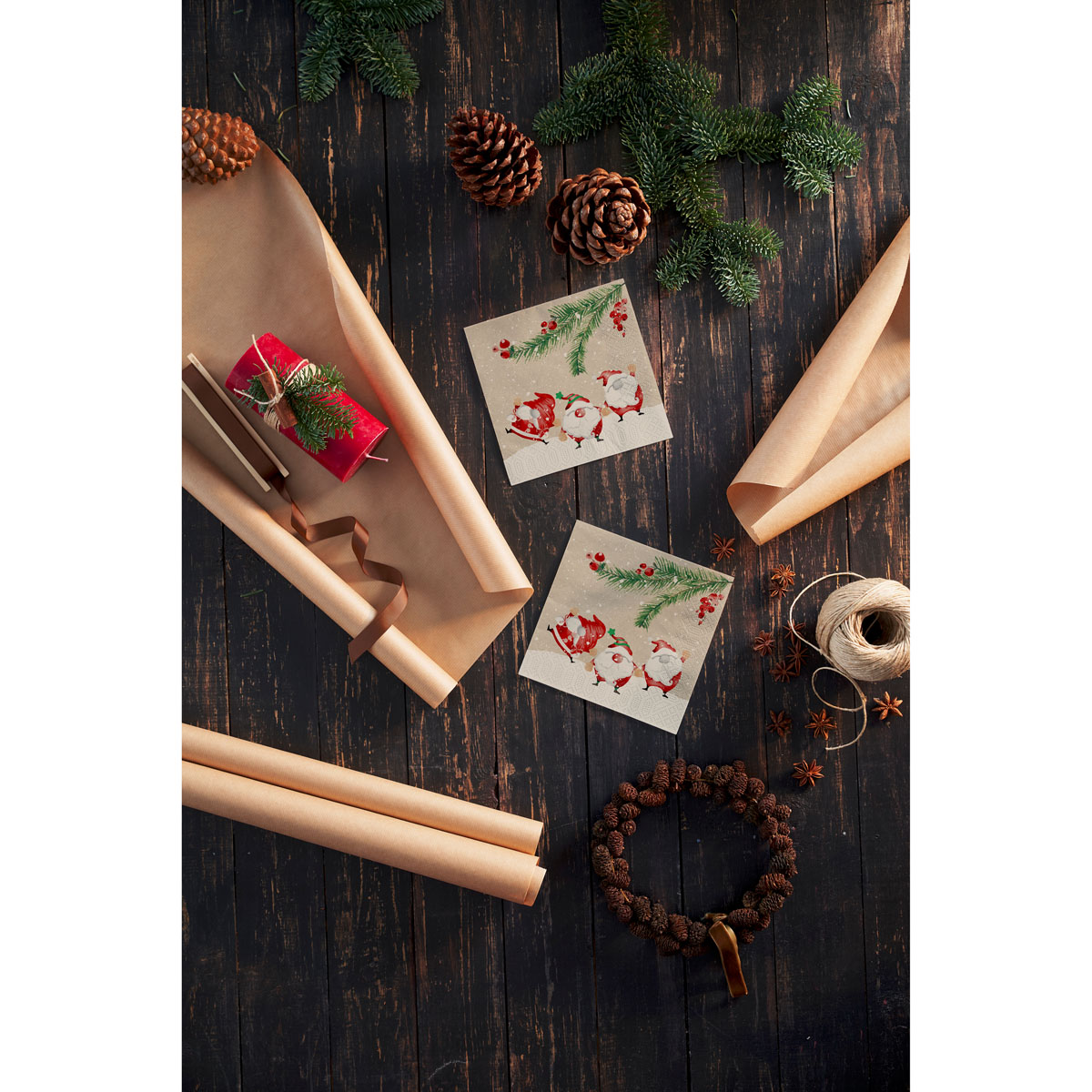 Tissue servet 33 x 33 cm Santa story 2-laags, 240 St/Doos (12 x 20 St ...