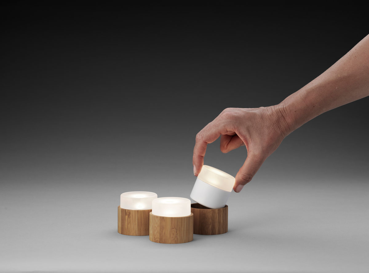 LED Mini Lamp Holder Bamboo 33 x Ø 57 mm Natural, 8 pcs/box (1 x 8 pcs ...